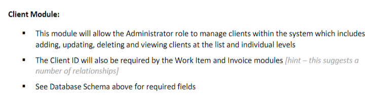 Solved Client Module: - This module will allow the | Chegg.com