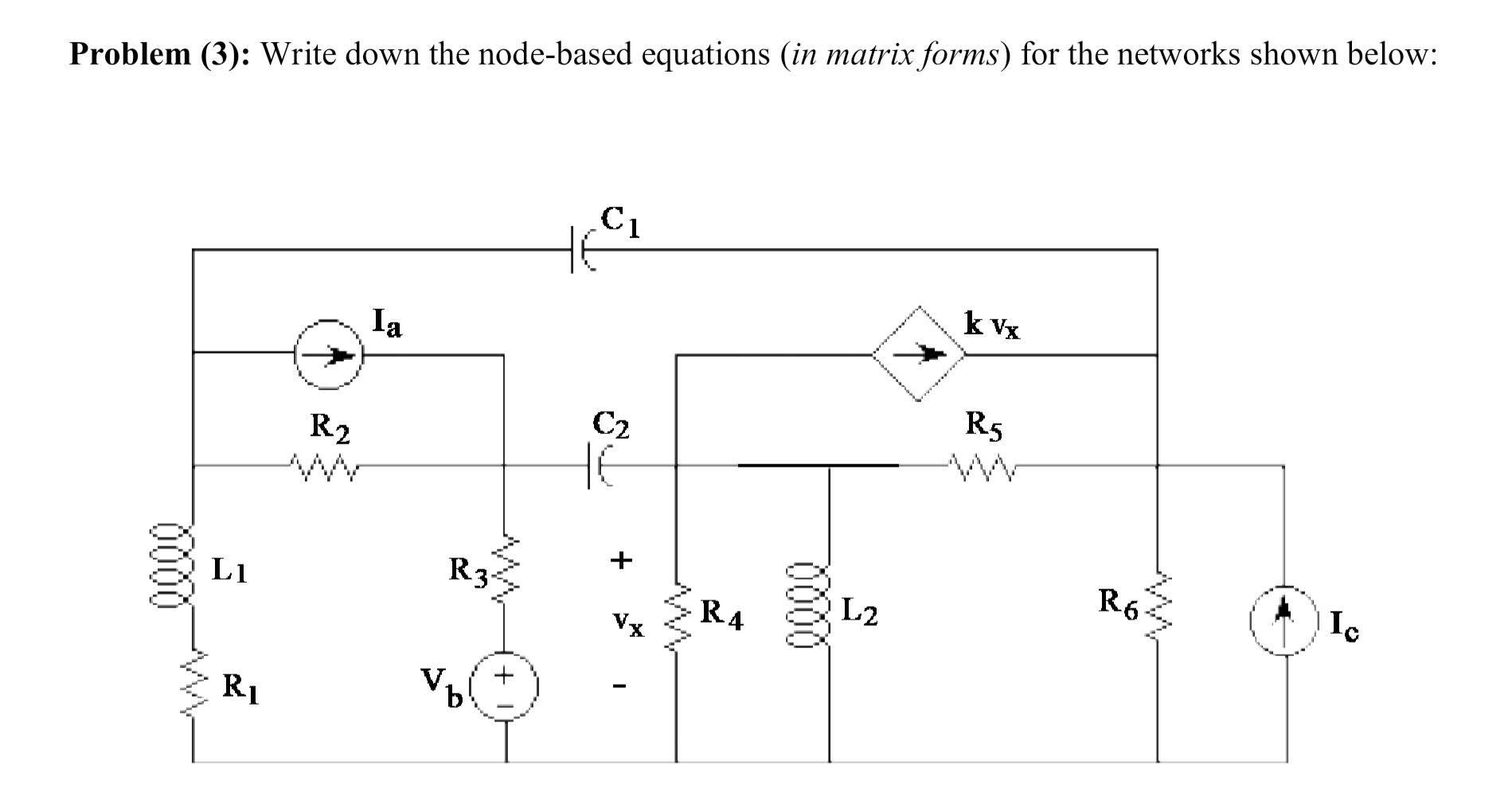 Solved Problem (3): Write down the node-based equations (in | Chegg.com
