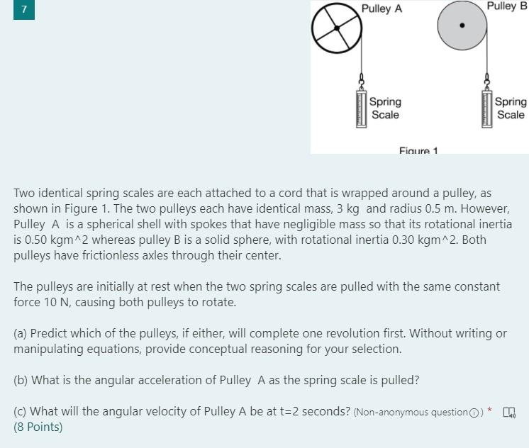Solved 7 Pulley A Pulley B Spring Scale Spring Scale Figure | Chegg.com