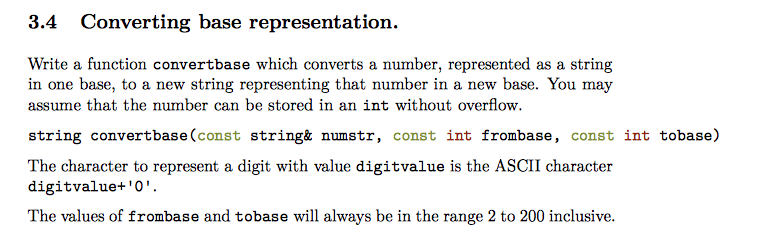 Solved 3.4 Converting base representation. Write a function | Chegg.com