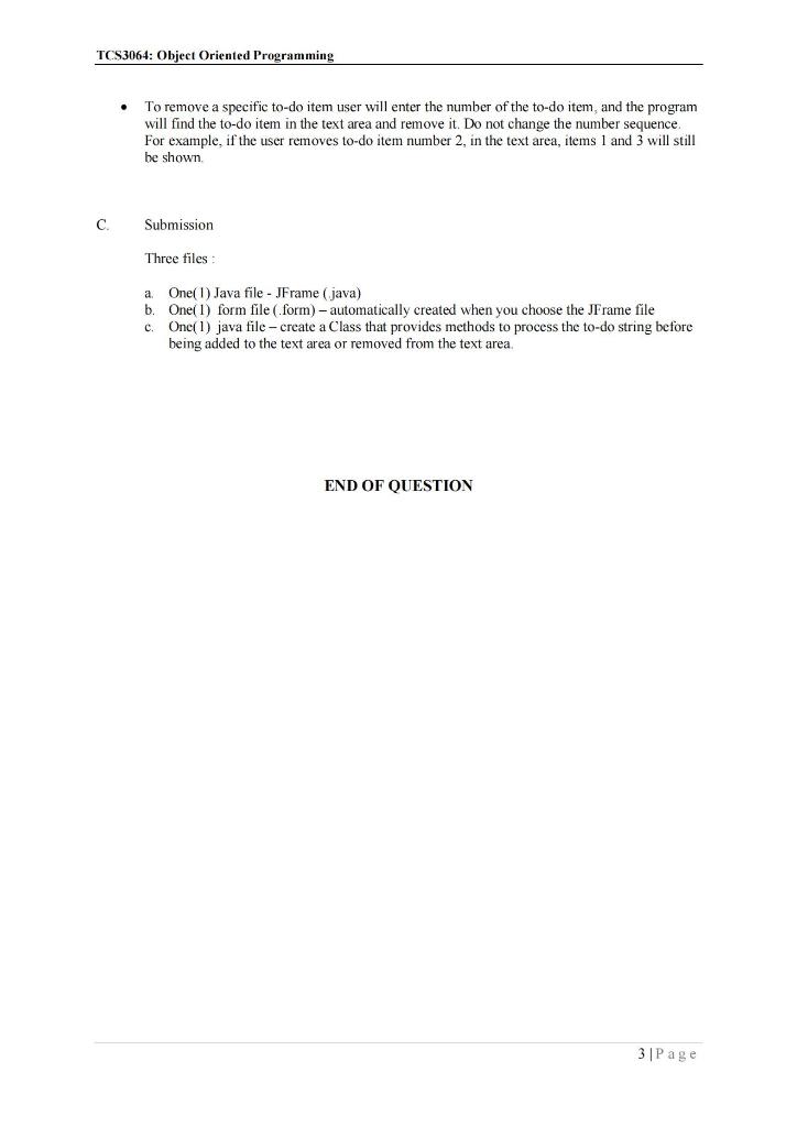 Solved TCS3064: Object Oriented Programming Instructions | Chegg.com