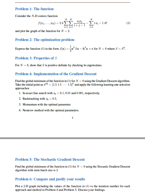 Solved Consider the N-D convex function | Chegg.com