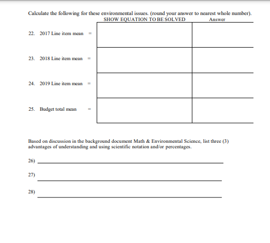 Solved Lab 1 - Math \& Eavironmental Science DIRECTIONS: Use | Chegg.com