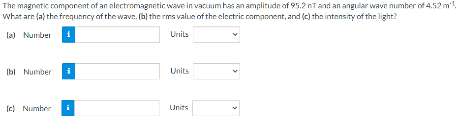 Solved The magnetic component of an electromagnetic wave in | Chegg.com