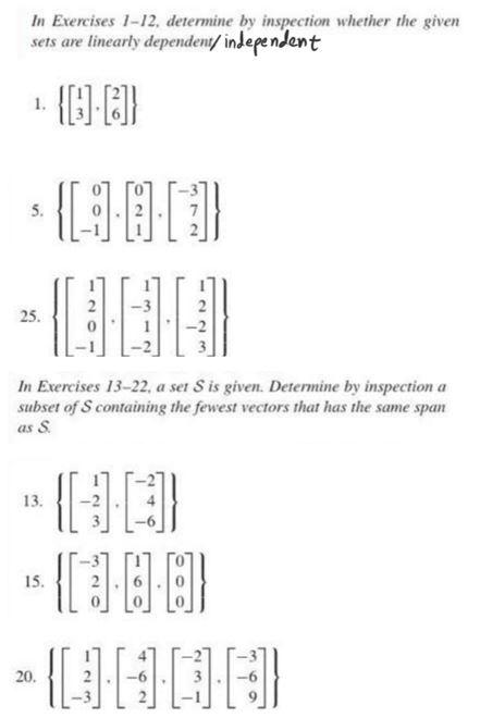 Solved In Exercises 1-12, determine by inspection whether | Chegg.com
