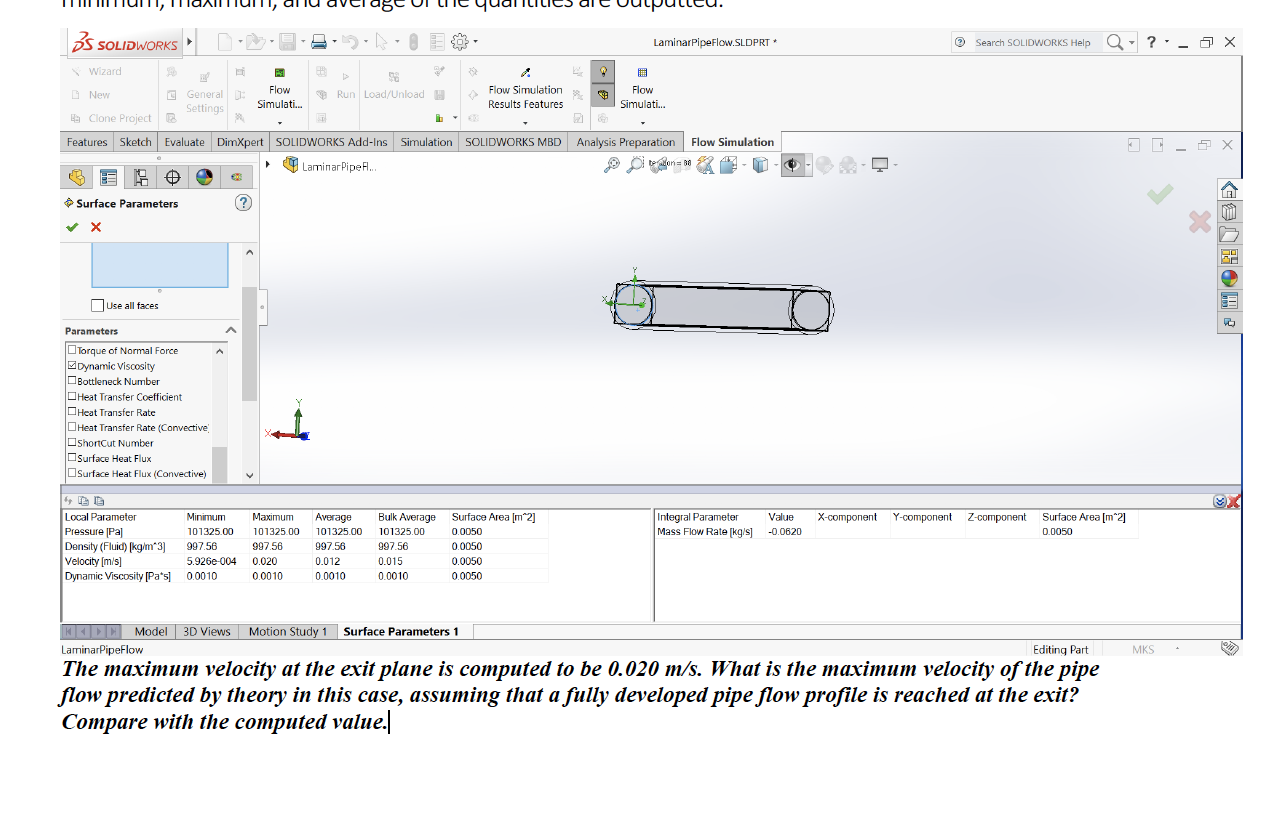 Solved BS SOLIDWORKS Laminar PipeFlow.SLDPRT Search | Chegg.com