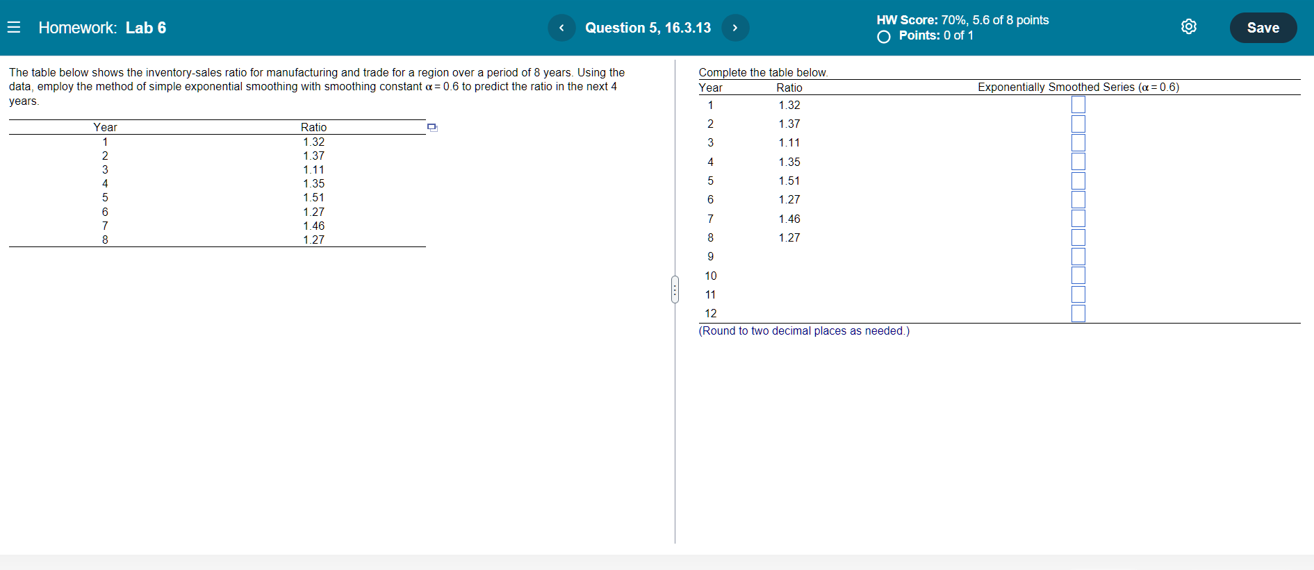 Solved = Homework: Lab 6 Question 5, 16.3.13 HW Score: 70%, | Chegg.com