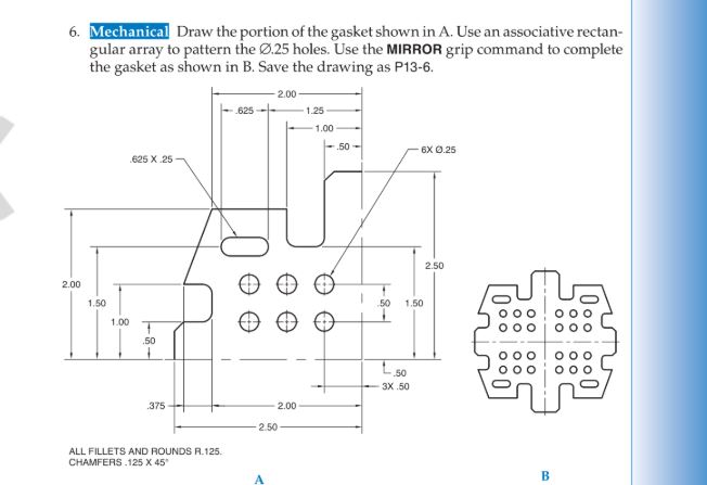 Solved 6. Mechanical Draw the portion of the gasket shown in | Chegg.com