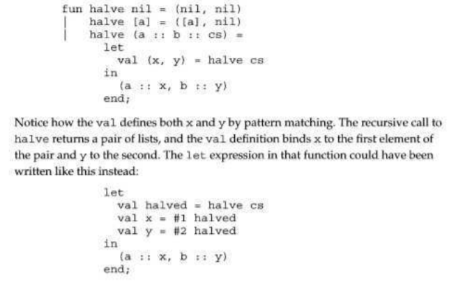fun halve nil = (nil, nil) halve [a] = ([a], nil) | Chegg.com
