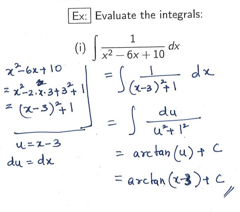 Solved Evaluate the integrals: (i) ∫x2−6x+101dx | Chegg.com