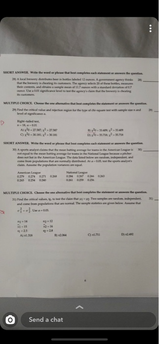 Solved #28A - there is enough evidence to reject the claimB | Chegg.com