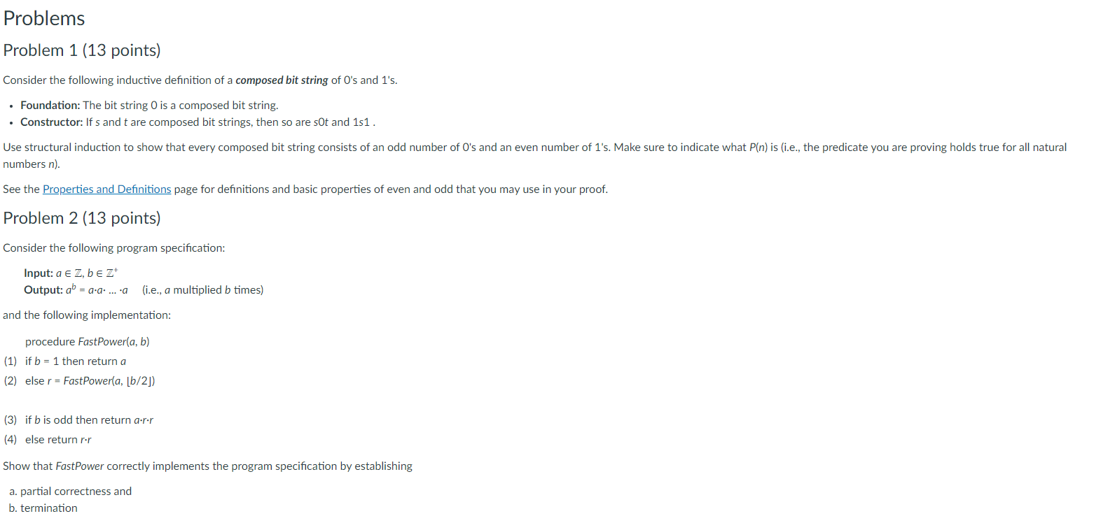 Solved Problem 1 (13 points) Consider the following | Chegg.com