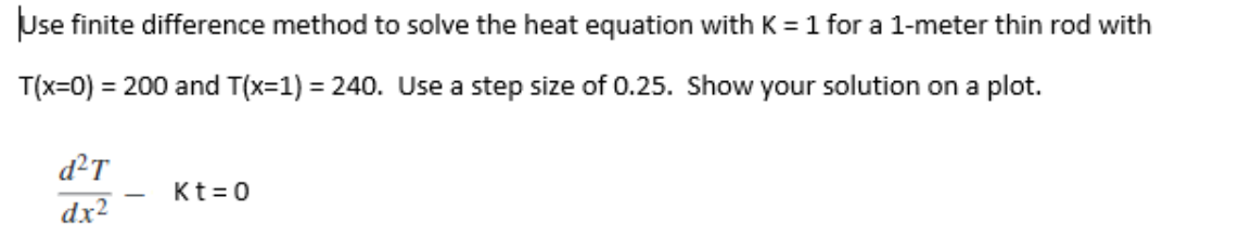 Solved Use finite difference method to solve the heat | Chegg.com