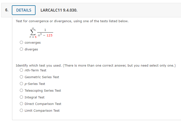 Solved 5. . DETAILS LARCALC11 9.4.006. Use the Direct | Chegg.com
