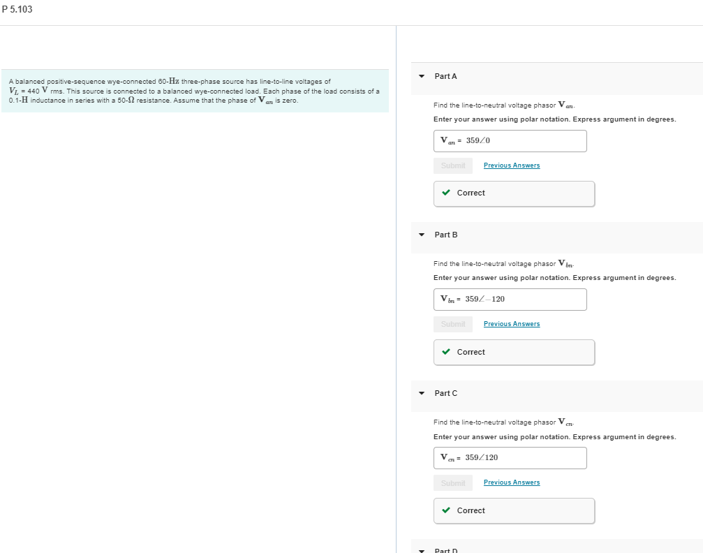 Solved A balanced positive-sequence wye-connected 60−Hz | Chegg.com