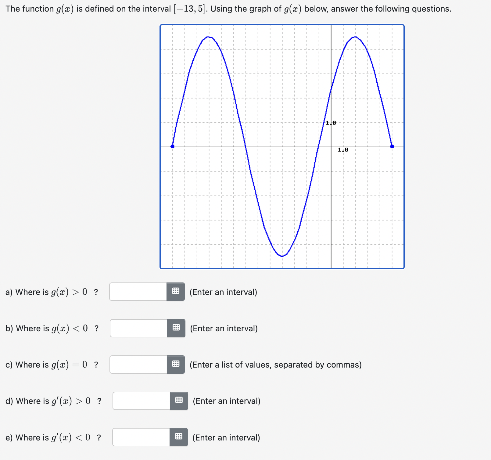 Solved a) Where is g(x)>0 ? (Enter an interval) b) Where is | Chegg.com