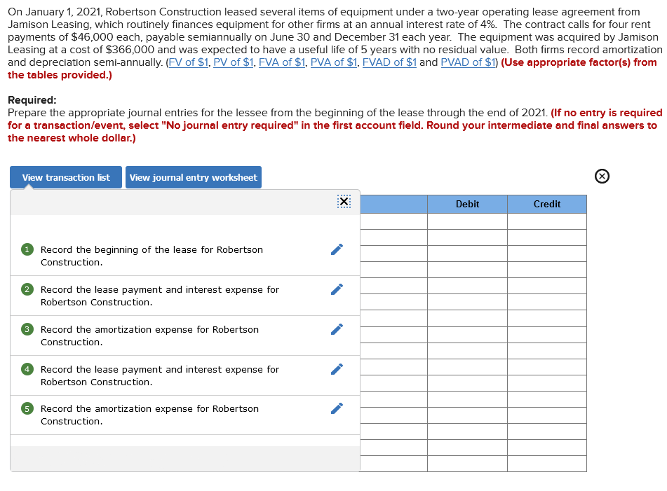 Solved On January 1, 2021, Robertson Construction leased | Chegg.com