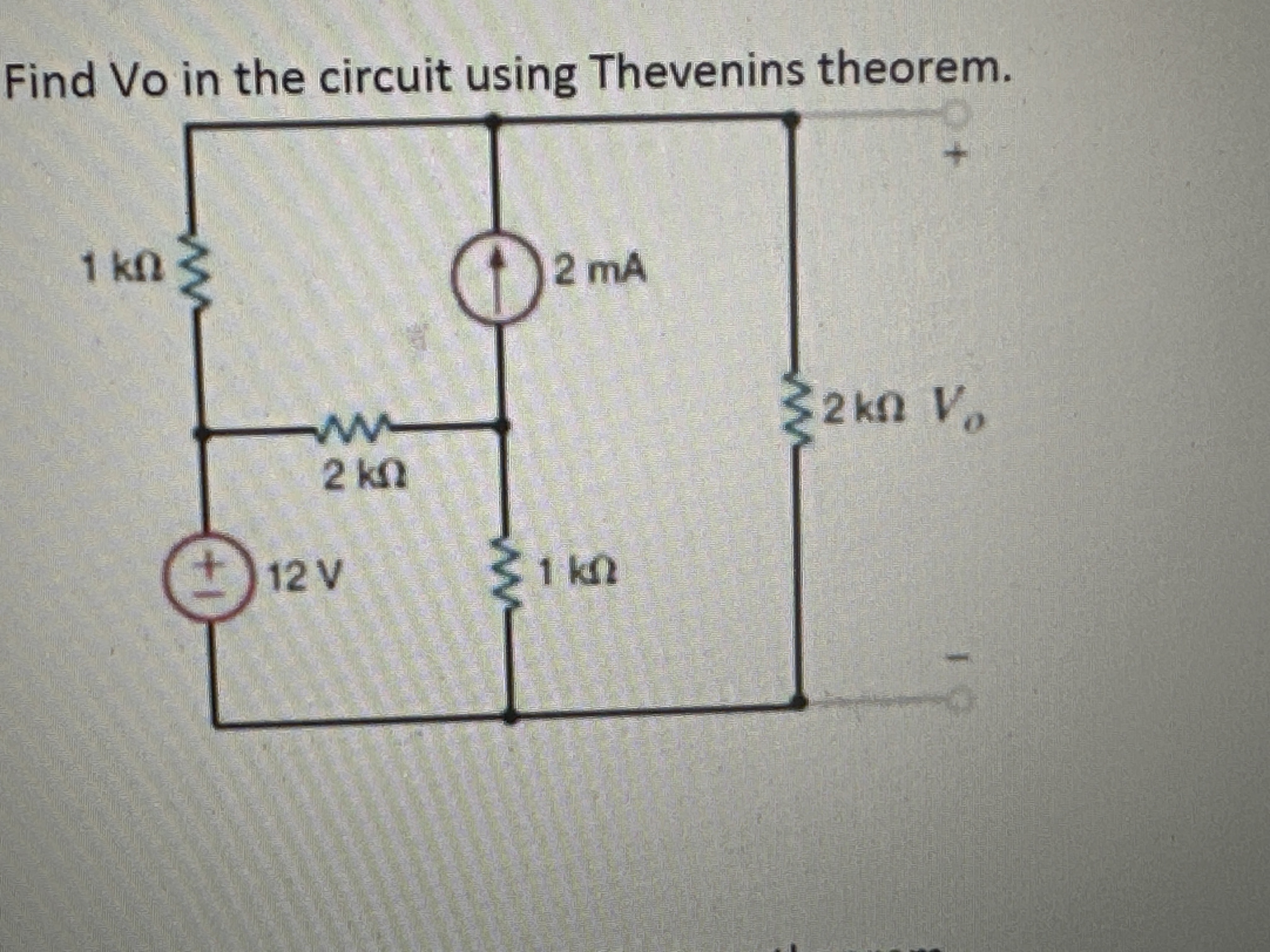 Solved Find Vo in the circuit using Thevenins theorem. | Chegg.com