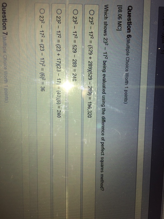 Solved Question 6(Multiple Choice Worth 1 points) [08.06 MC] | Chegg.com