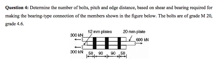 Question 4: Determine the number of bolts, pitch and | Chegg.com