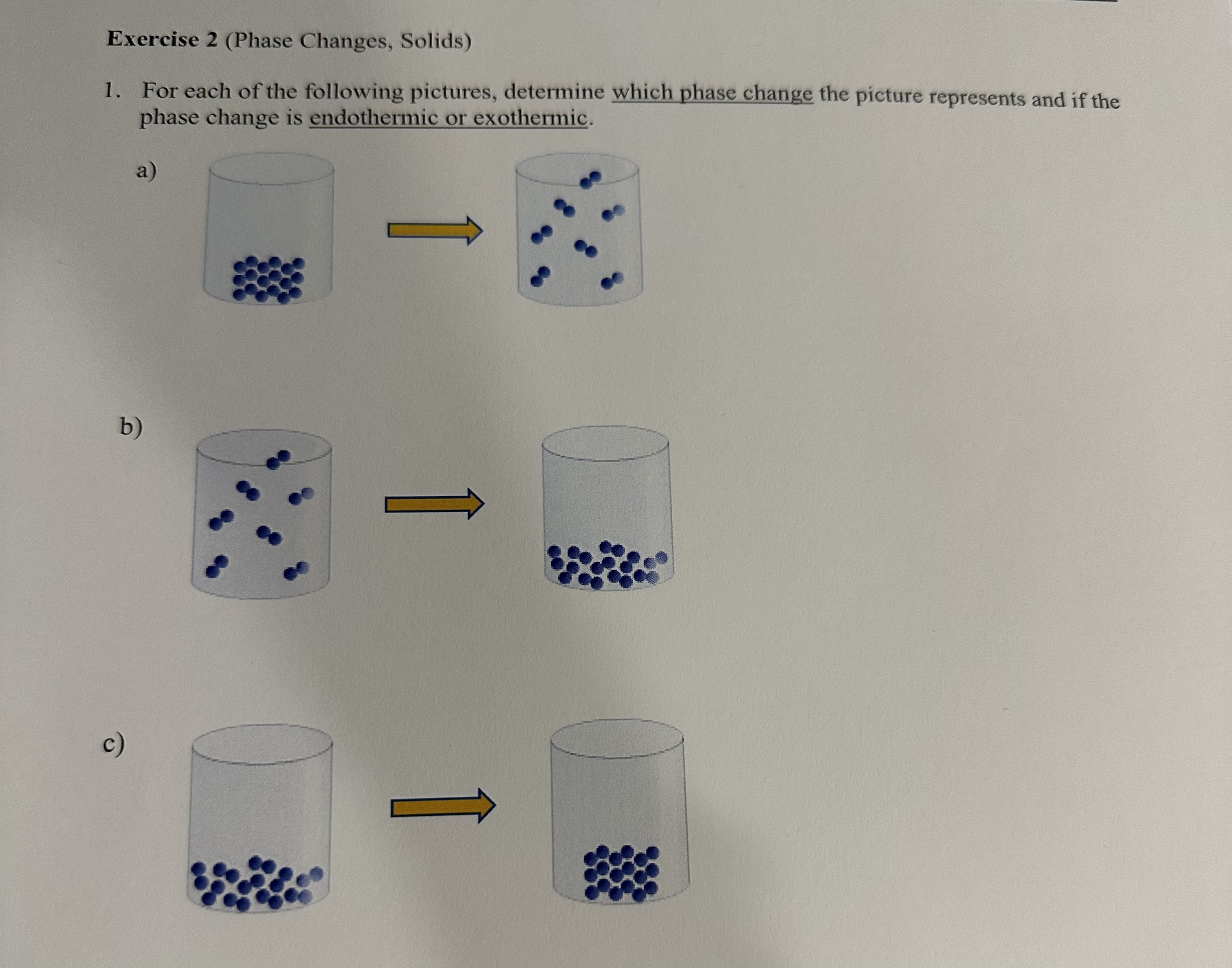 Solved Exercise 2 (Phase Changes, Solids) 1. For each of the | Chegg.com
