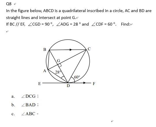 Solved Q8 + In the figure below, ABCD is a quadrilateral | Chegg.com