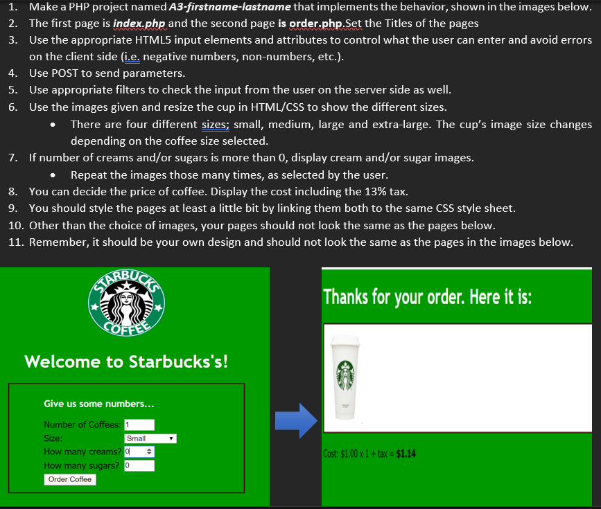 Solved 1. Make a PHP project named A3-firstname-lastname | Chegg.com