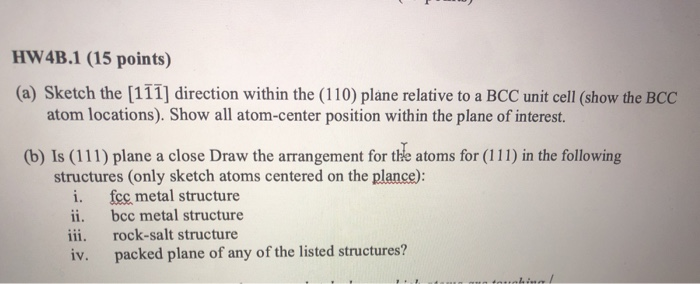 Solved HW4B.1 (15 points) (a) Sketch the [111] direction | Chegg.com