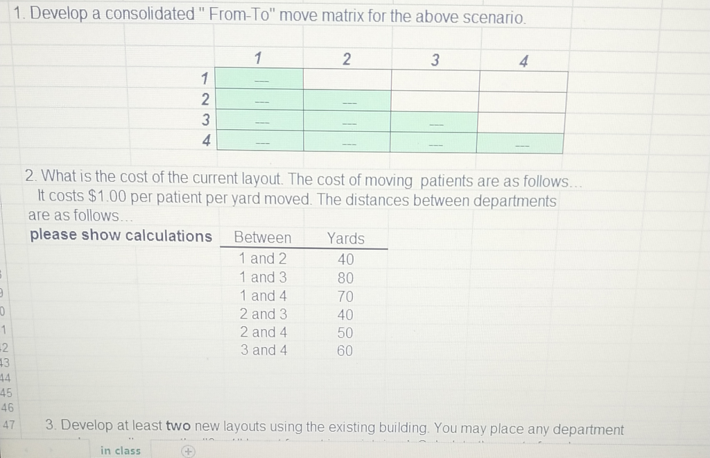 1. Develop a consolidated " From-To" move matrix for | Chegg.com