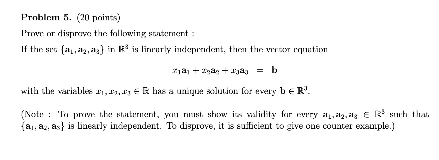 Solved Problem 5. (20 points) Prove or disprove the | Chegg.com