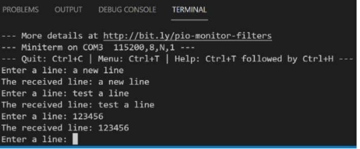 Solved //Read from a terminal emulator(Platformio serial | Chegg.com