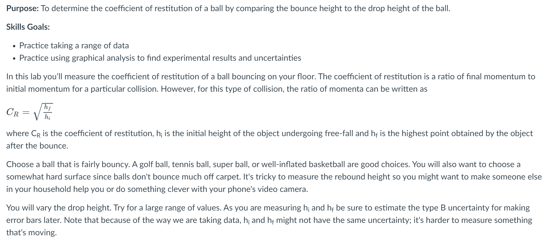 Solved Purpose: To determine the coefficient of restitution | Chegg.com