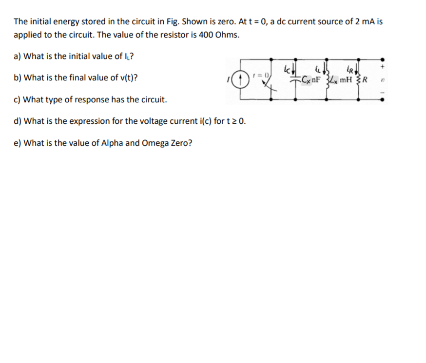 Solved The initial energy stored in the circuit in Fig. | Chegg.com