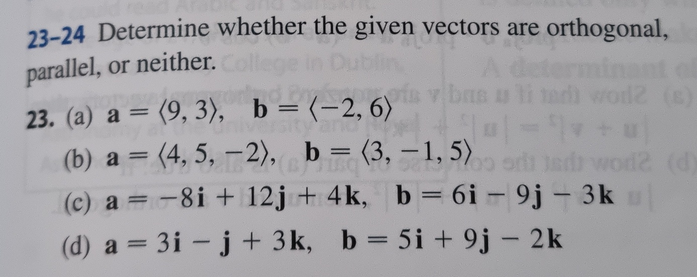 Solved 23 24 Determine Whether The Given Vectors Are