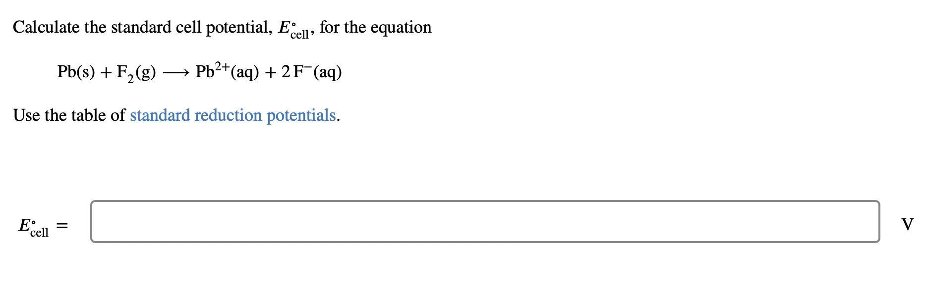 Solved Calculate The Standard Cell Potential Eco For The