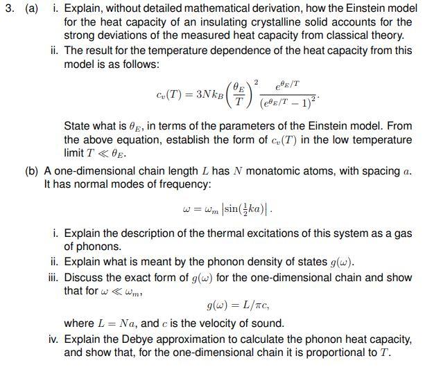 Solved 3. (a) i. Explain, without detailed mathematical | Chegg.com