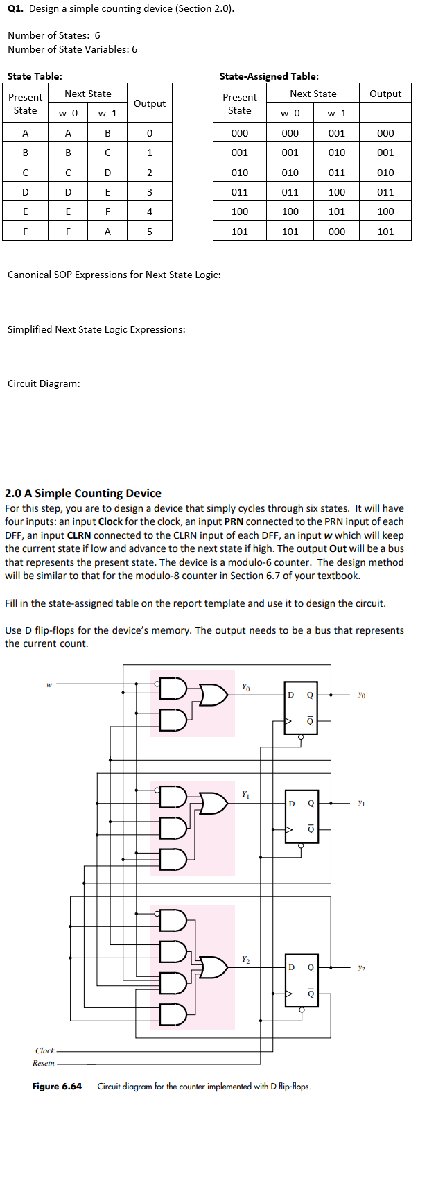Solved Q1. Design a simple counting device (Section 2.0). | Chegg.com