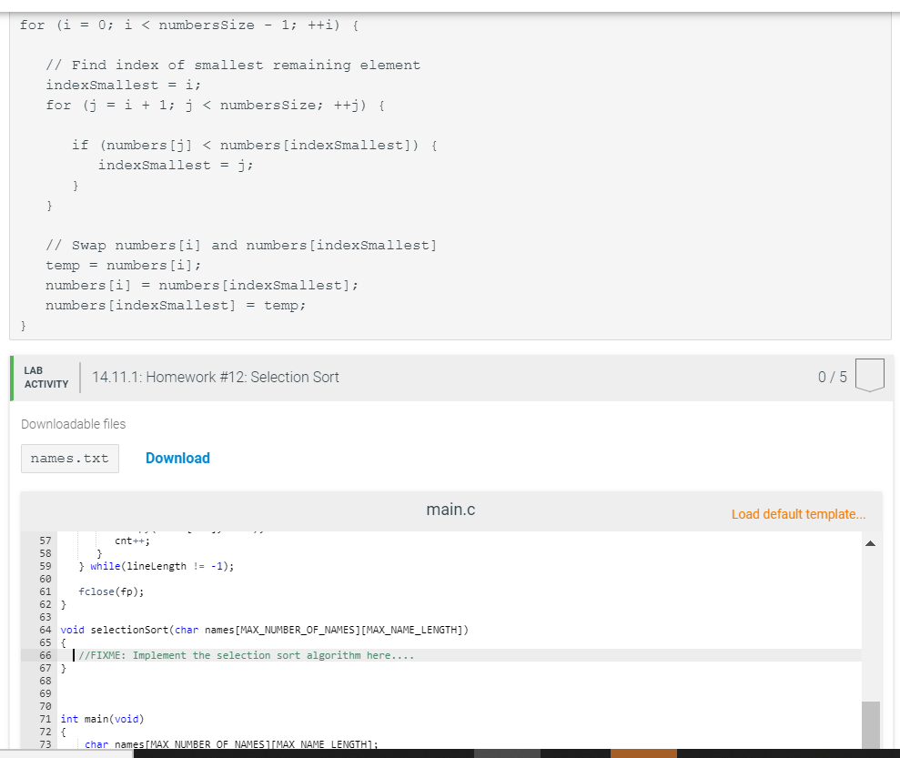 Solved for (i = 0; i