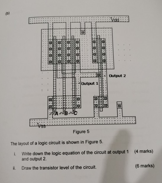 Solved (b) Output 2 Output 1 AnB Figure 5 The layout of a | Chegg.com