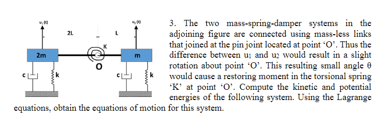 Solved 3. The two mass-spring-damper systems in the | Chegg.com