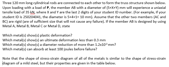 P с B Material Modulus of Elasticity (GPa) Yield | Chegg.com