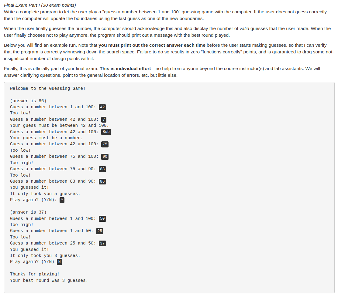 Solved Final Exam Part I (30 ﻿exam points)Write a complete | Chegg.com