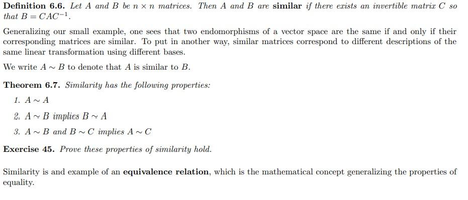 Solved Definition 6.6. Let A and B be n×n matrices. Then A | Chegg.com