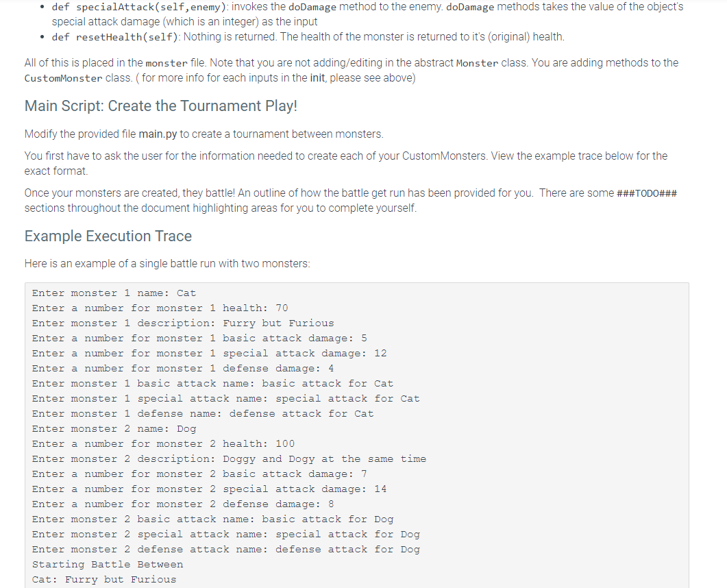 Solved Monster Battle In this lab we will create a battle | Chegg.com