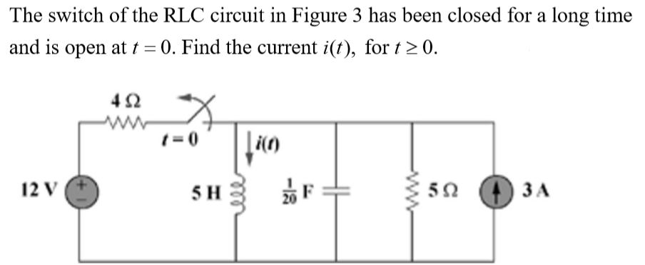 Solved The switch of the RLC circuit has been closed for a | Chegg.com