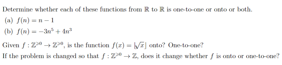 Solved 3 Create Your Own Function That Is Onto But Not 