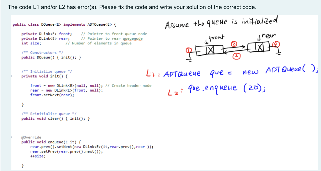 Solved The code L1 and/or L2 has error(s). Please fix the | Chegg.com
