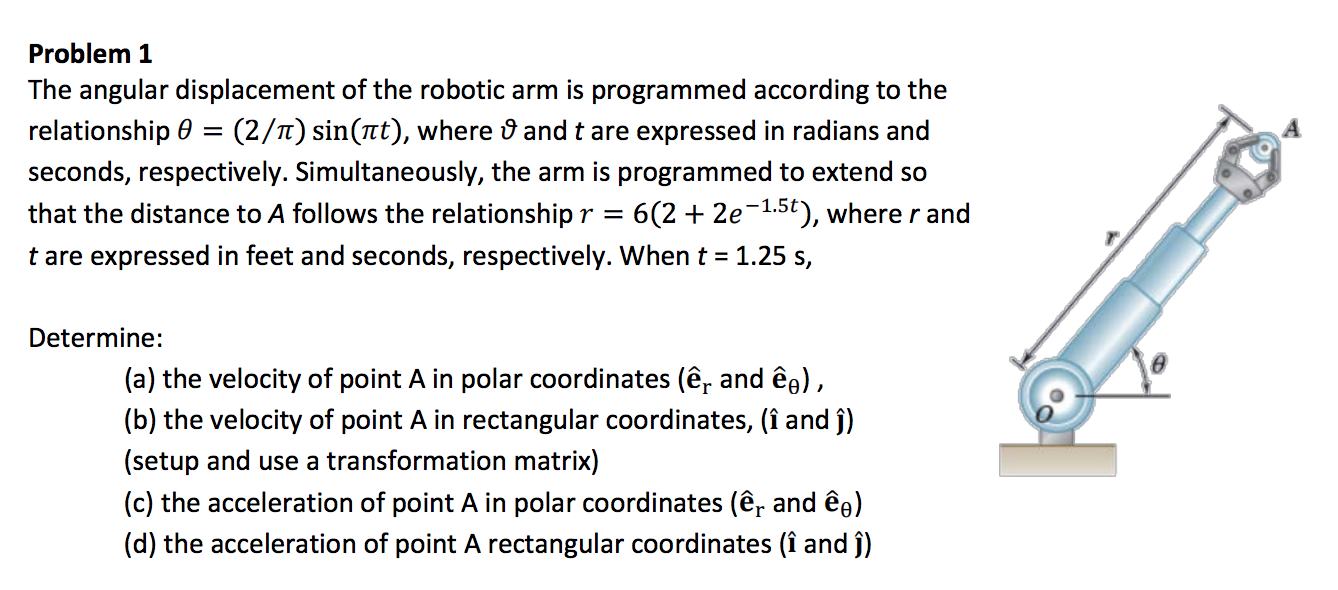 Solved Problem 1 The angular displacement of the robotic arm | Chegg.com
