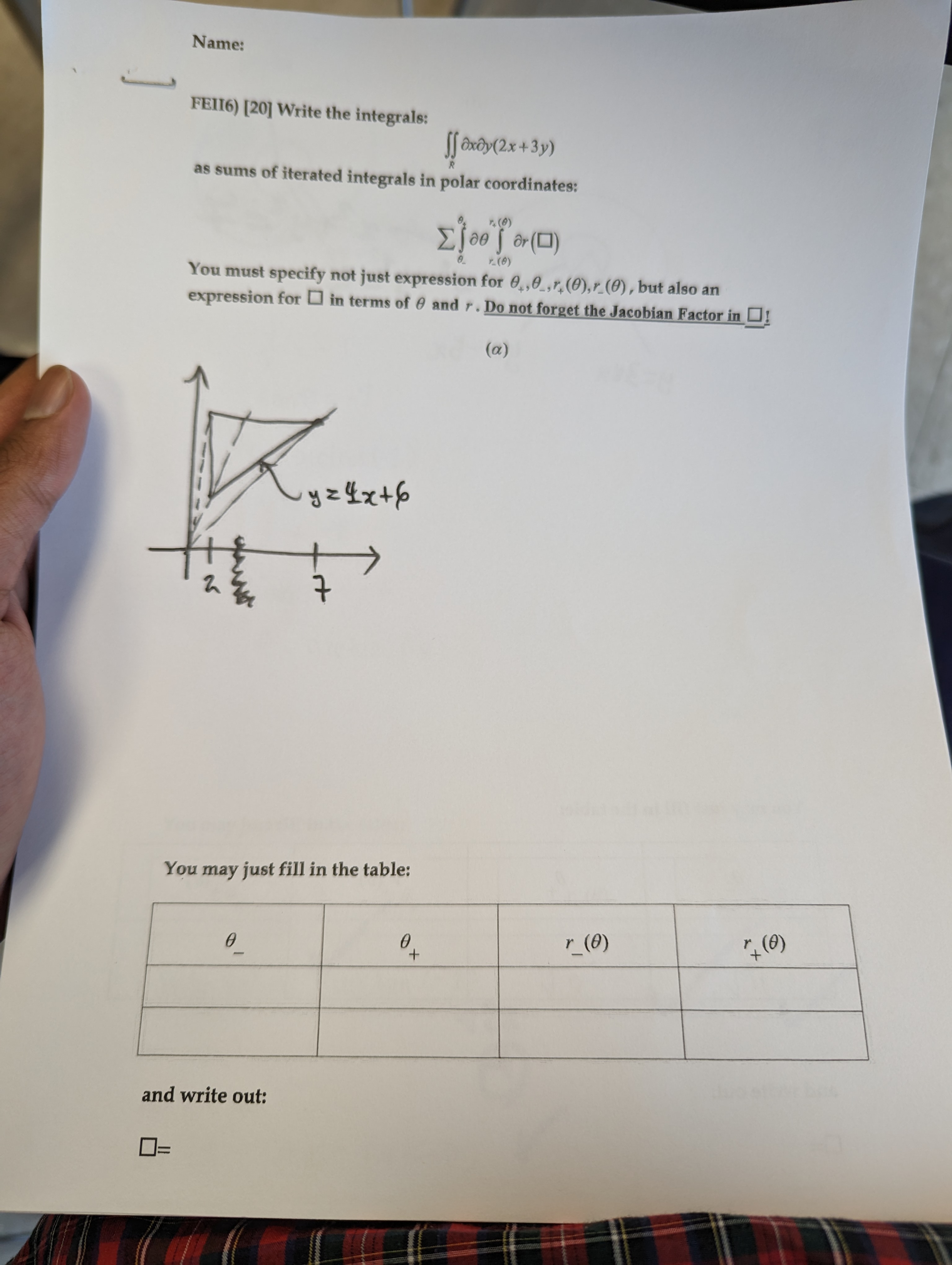 Solved FEII6) [20] Write the integrals: \\[ \\iint_{R} | Chegg.com