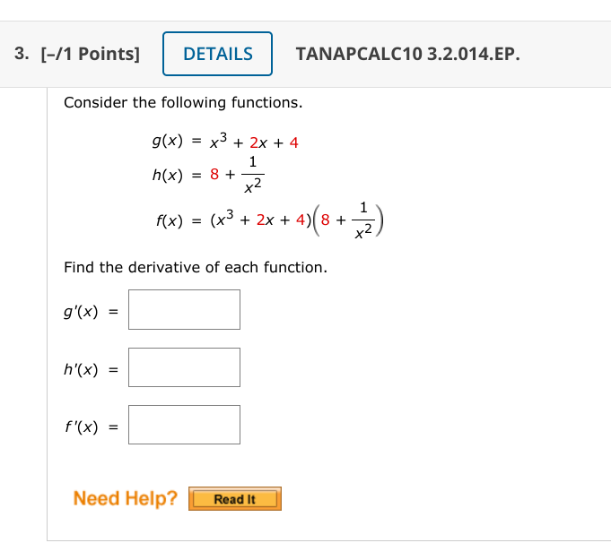 Solved 3. [-/1 Points] DETAILS TANAPCALC10 3.2.014.EP. | Chegg.com